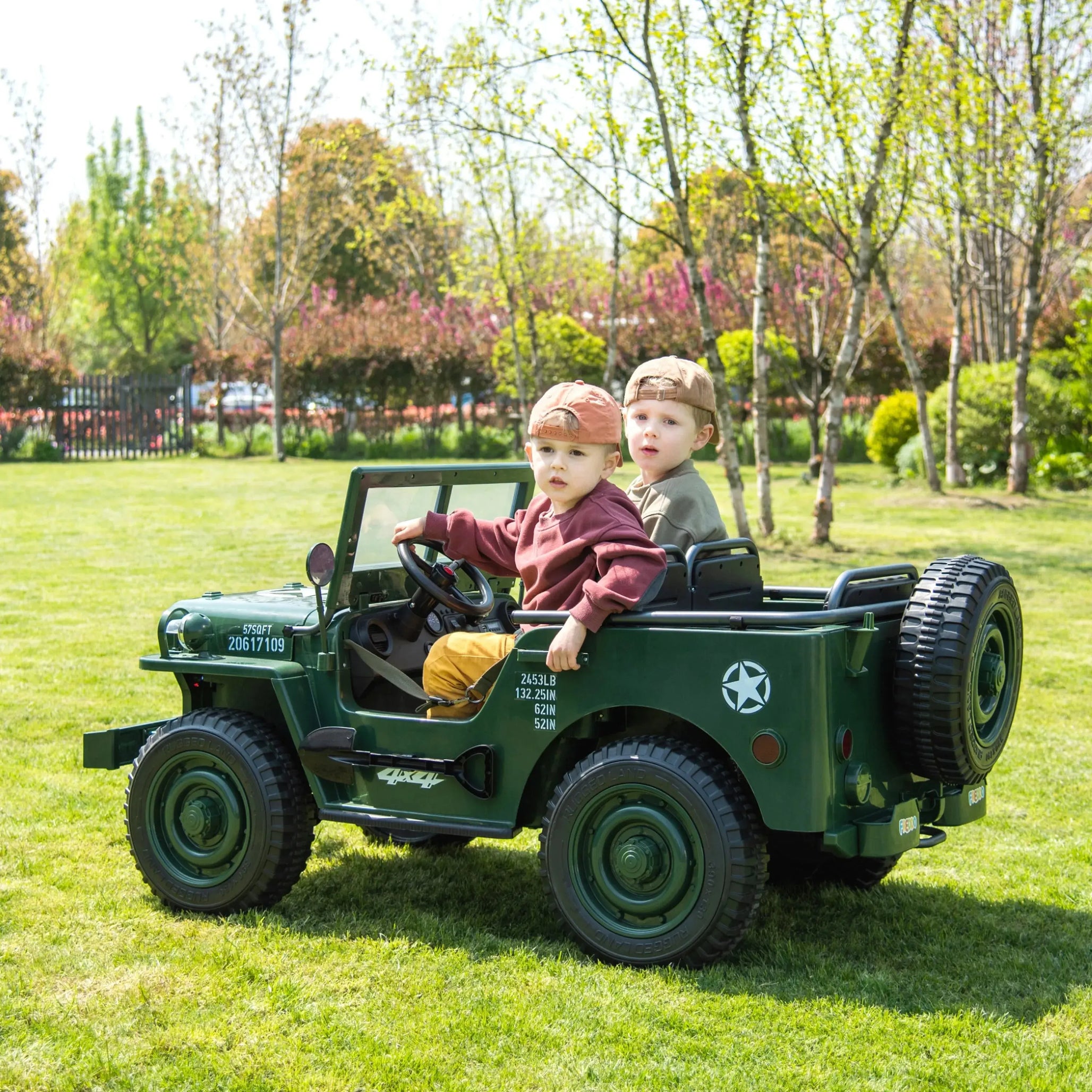 24V Freddo Military Willy Jeep 3 Seater Electric Ride on – Freddo Toys