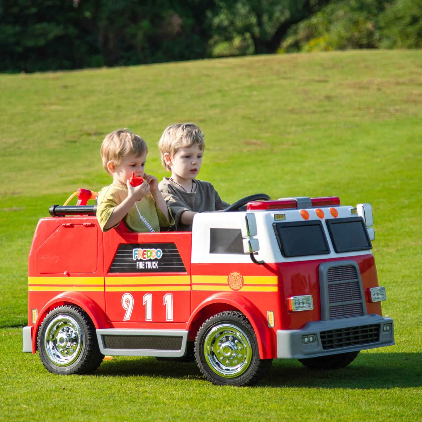 24V Freddo Fire Truck 2-Seater Ride on – Freddo Toys